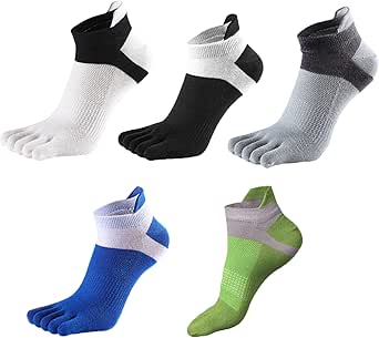 Men's Toe Socks, 5 Pairs Men's Toe Socks for Running Athletic Walking ...