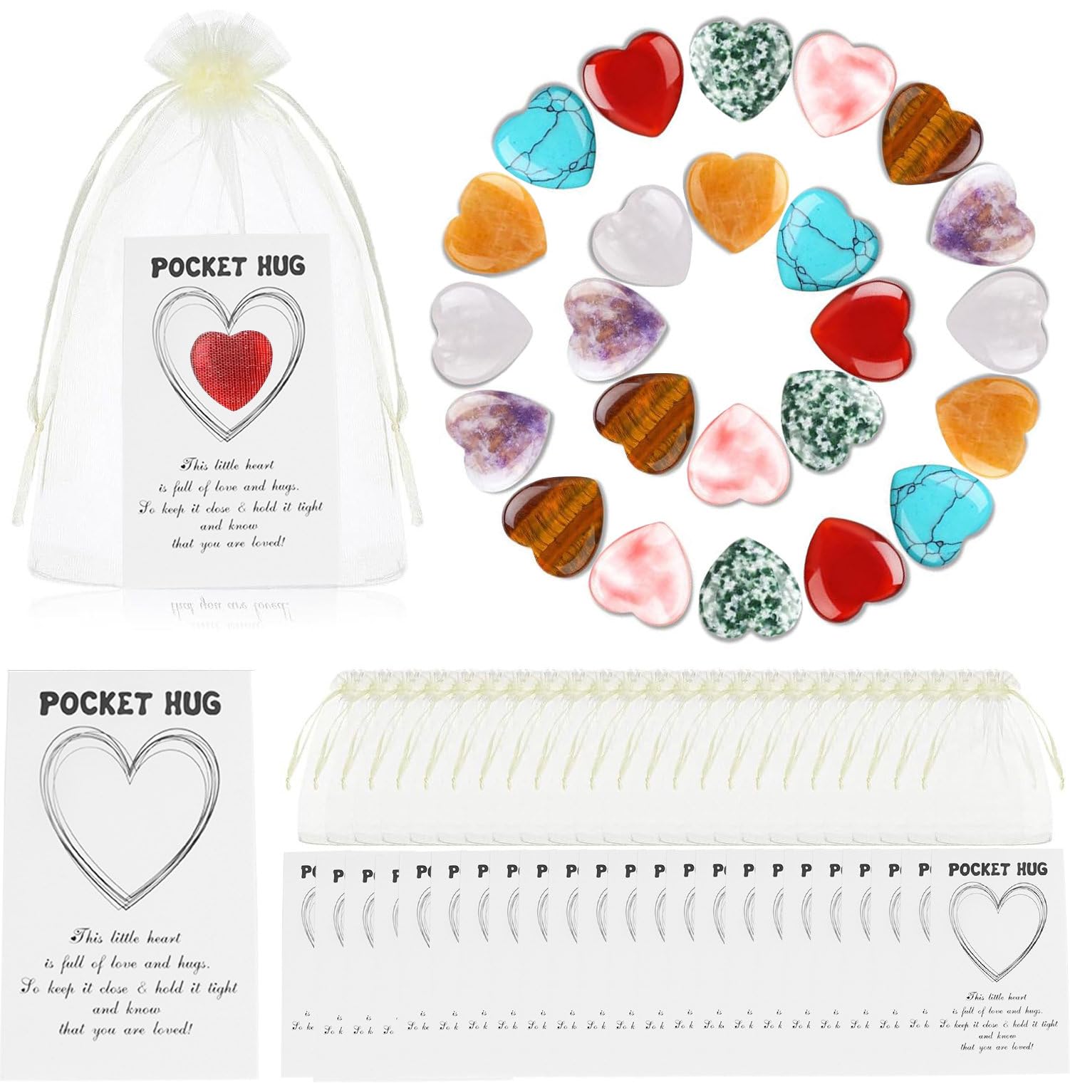 Amazon.com : Love Pocket Hug Tokens Bulk 24pcs Heart Shaped Crystal ...