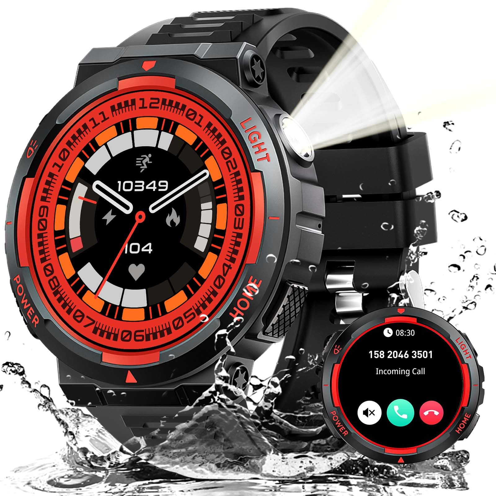 Military Smart Watches for Men(Answer/Make Calls) with LED Flashlight ...