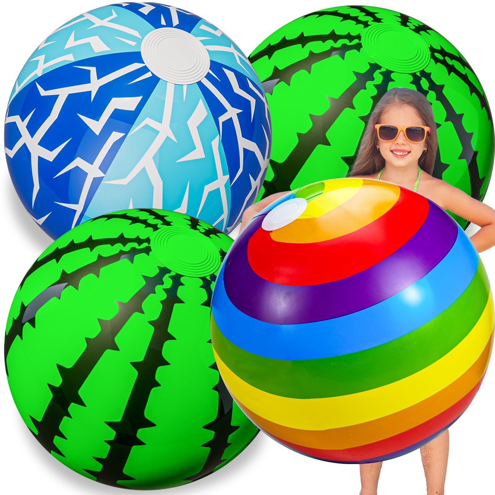 Amazon.com: Tcvents 4 Pack Beach Balls 26 inch, Big Inflatable Sports ...