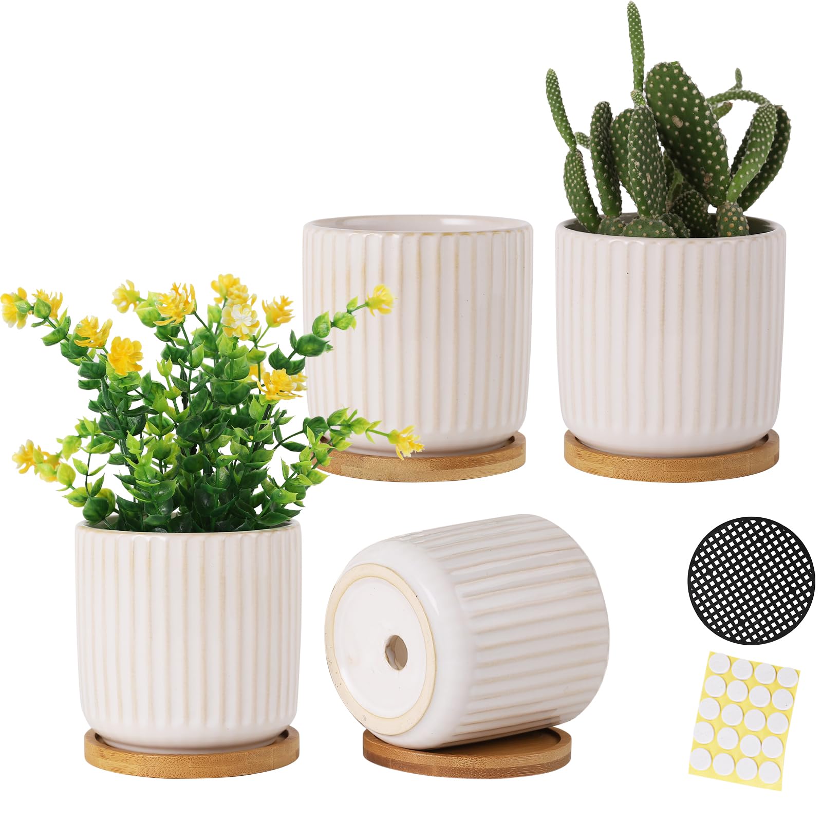 Amazon.com: BABALIU 4 Inch Ceramic Plant Pots with Drainage Holes and ...