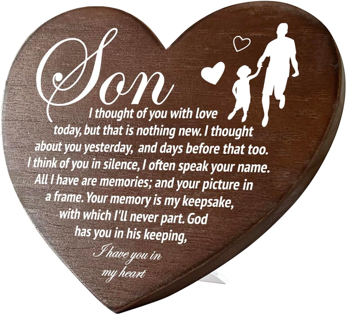 Amazon.com: Son Memorial Heart Plaque, Wooden Heart Tabletop Decor ...
