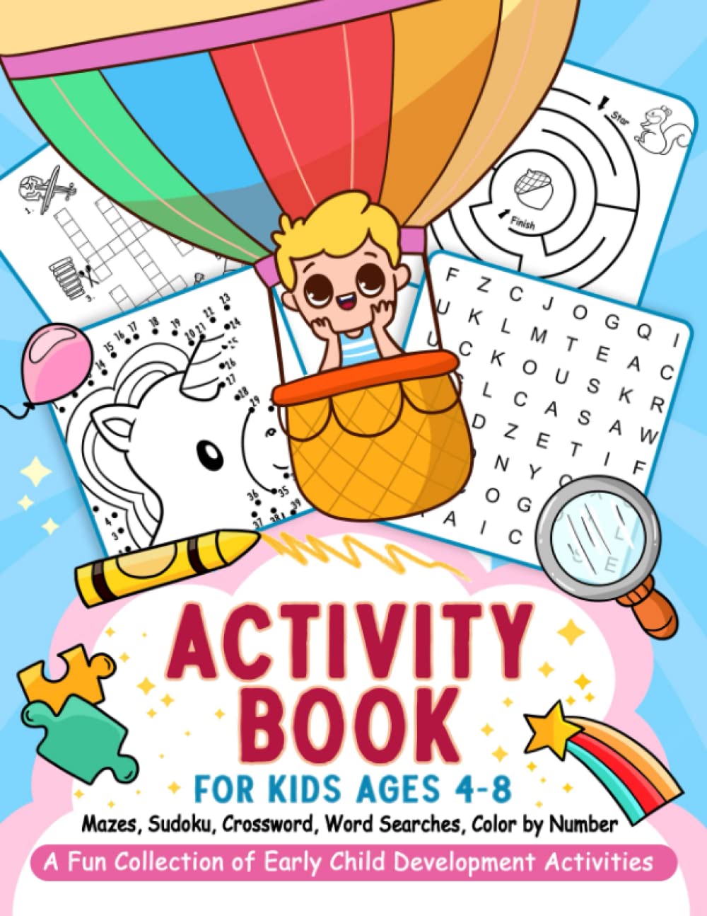 Activity Book For Kids Ages 4-8: Kid Activity Game Puzzle Book For ...