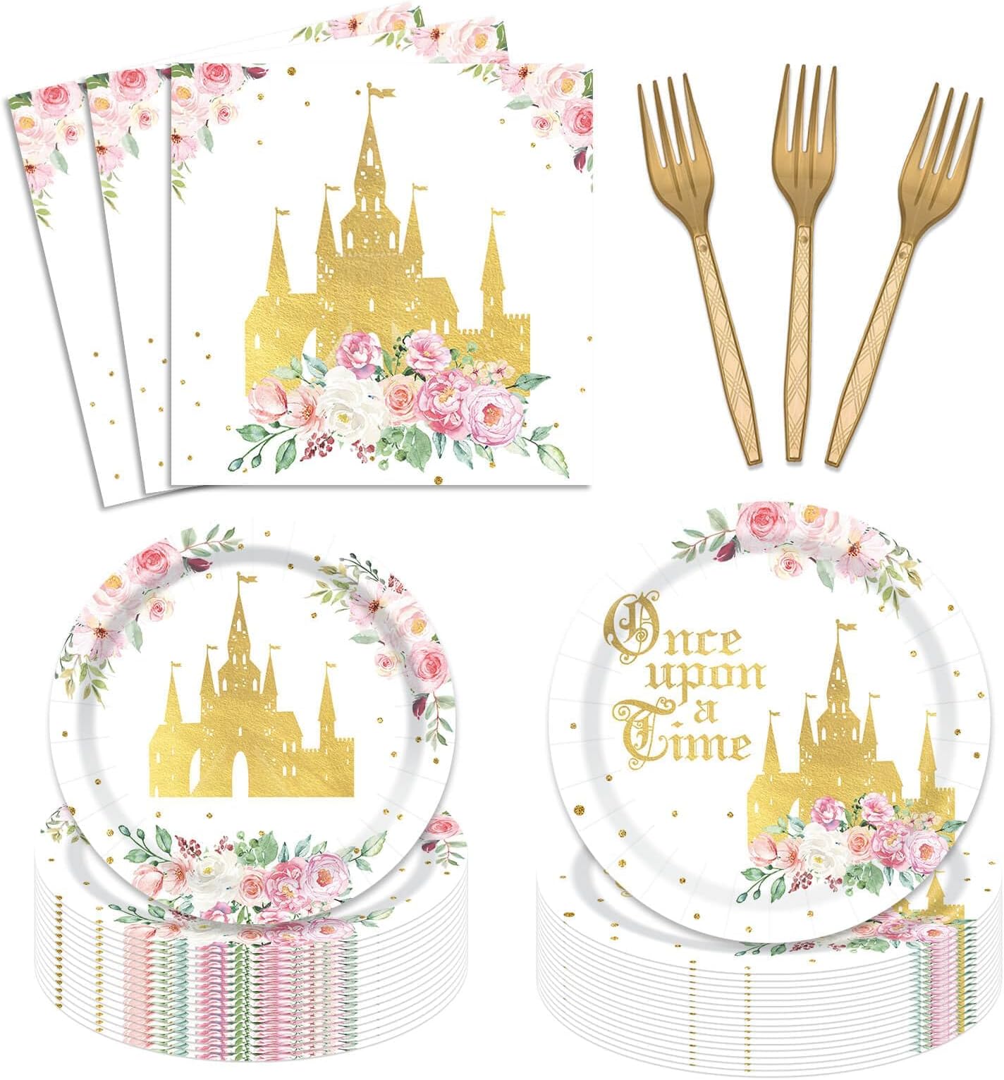 Amazon.com: Girl Fairytale Princess Birthday Tableware Party Supplies ...