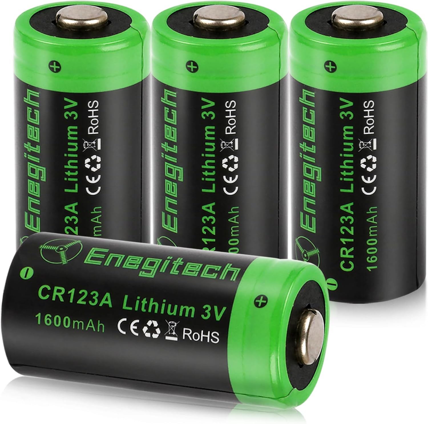 Enegitech CR123A Batteries, CR17345 3V Lithium Battery 1600mAh for Home ...
