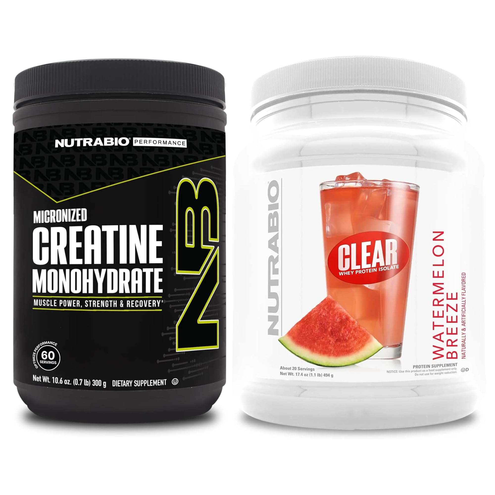 Amazon.com: NutraBio Creatine Monohydrate, Unflavored, (300 g) and ...