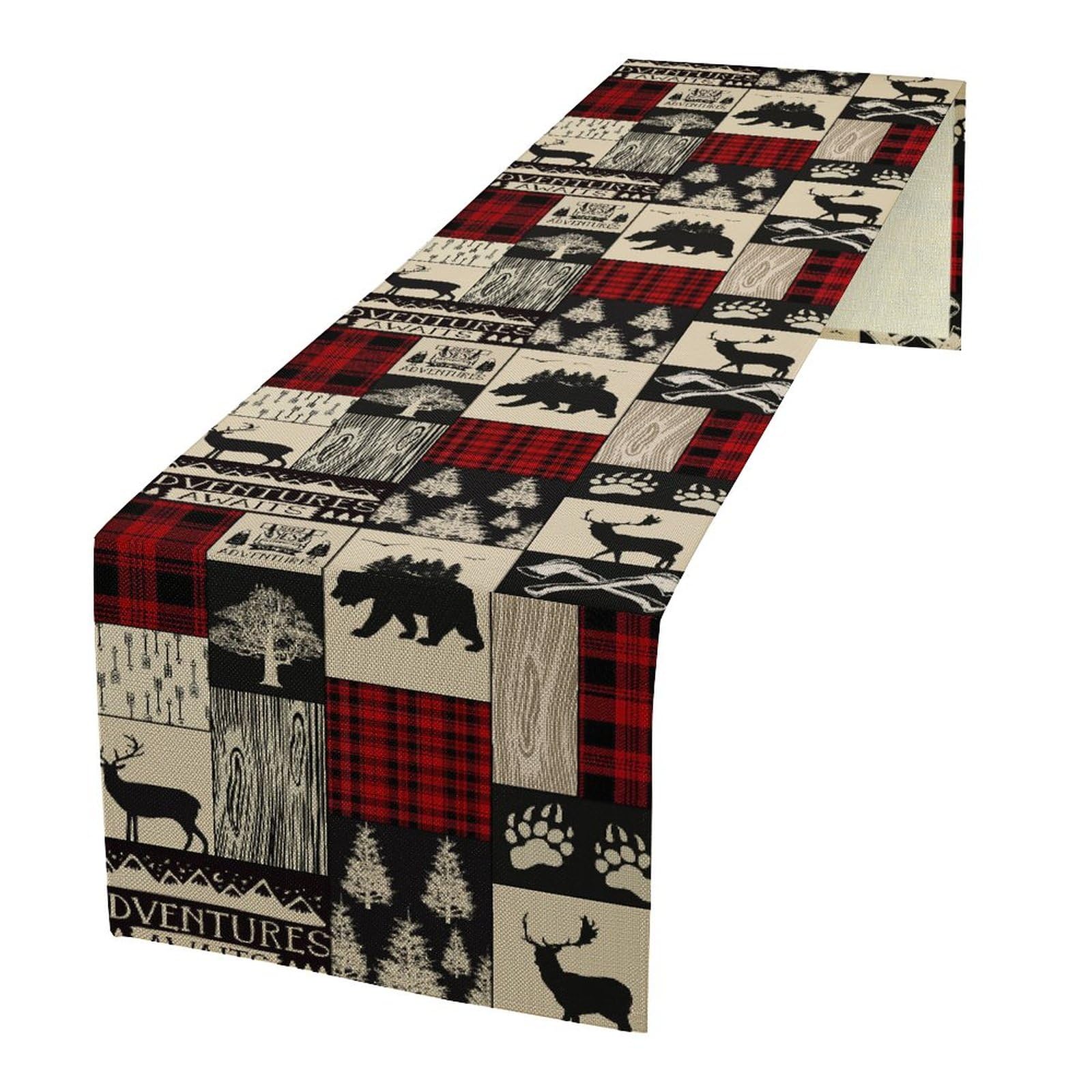 Amazon.com: Farmhouse Bear Moose Wild Animals Table Runner,Country ...