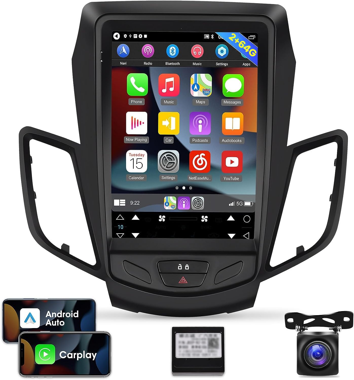 [2G+64G] Vertical Car Radio for Ford Fiesta 2009-2014, 9.7 inch Android ...