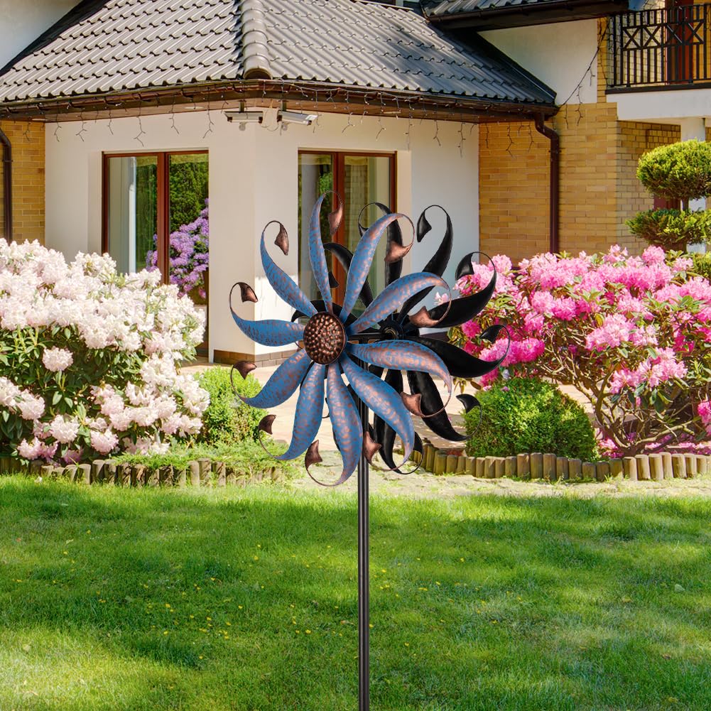 VEWOGARDEN Large Outdoor Metal Flower Wind Spinners, Kinetic Wind ...