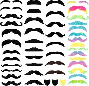 Amazon.com: Fake Mustache 48 PCS Colorful Fake Mustaches Self Adhesive ...