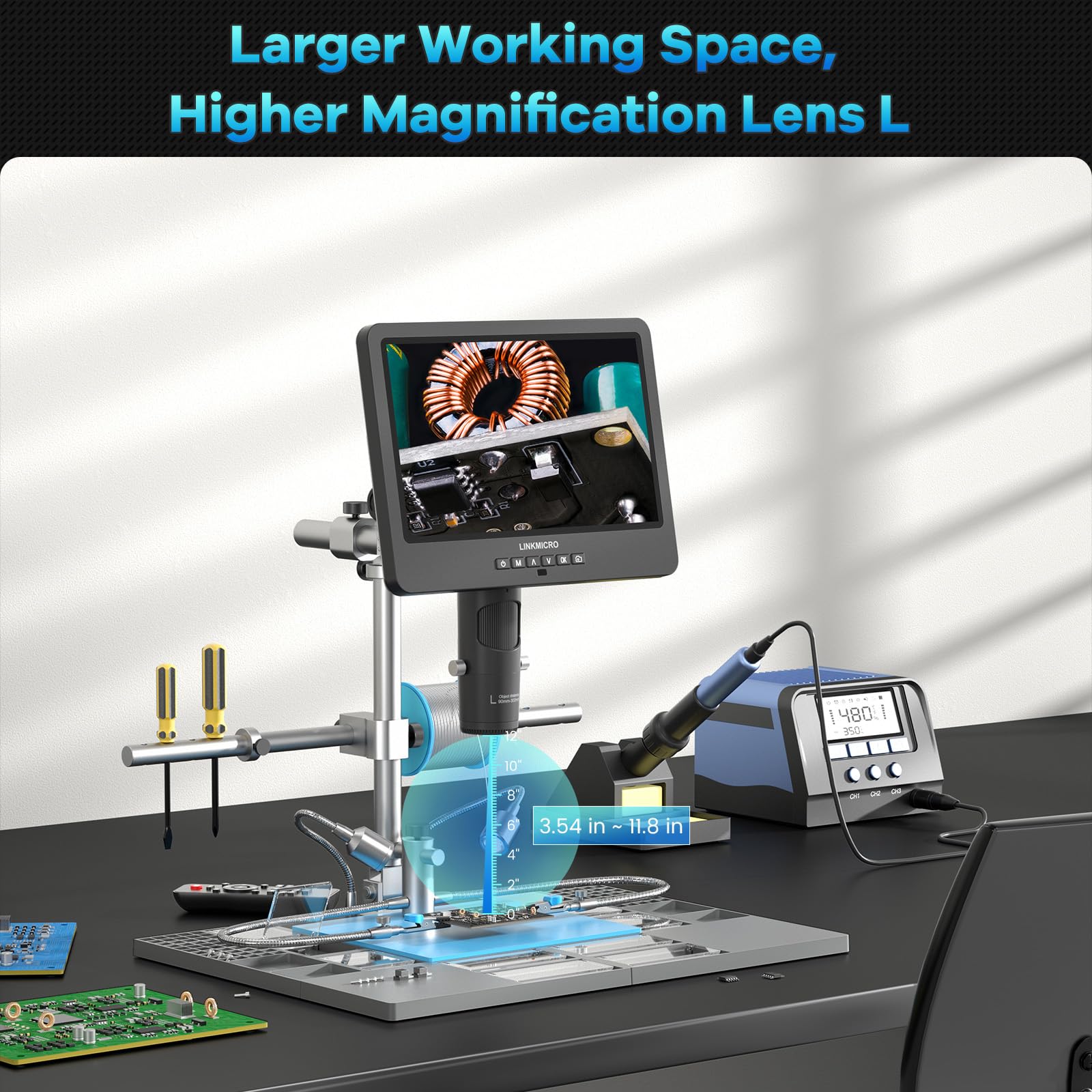 Snapklik.com : LM249MS Plus 3 Lens 10.1" HDMI Digital Microscope For ...