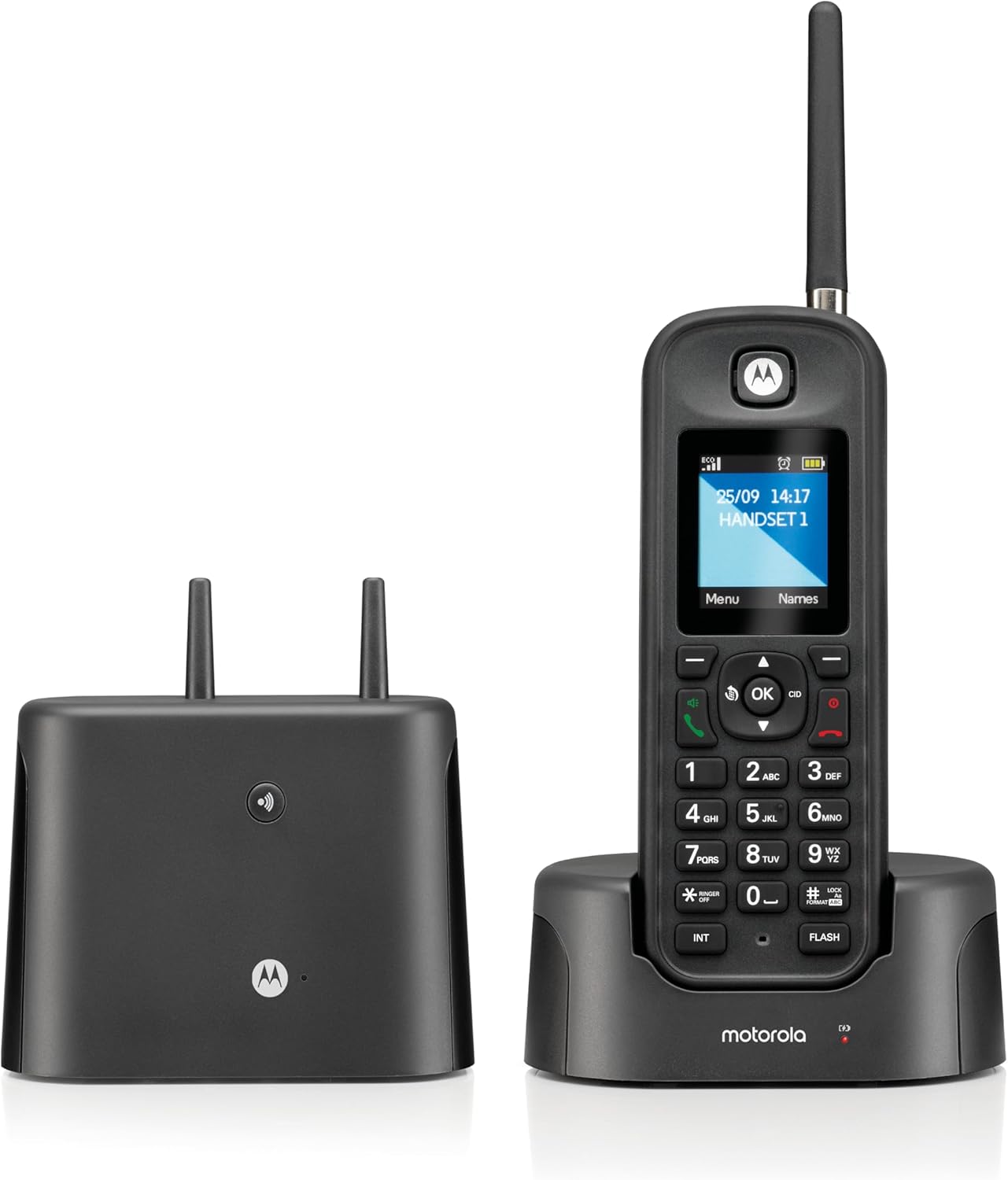 Amazon | Motorola O211 DECT 6.0 長距離コードレス電話 - 留守番電話付き自宅およびオフィス用ワイヤレス電話 - 屋内および屋外、耐水性および防塵性、IP67認定 ...