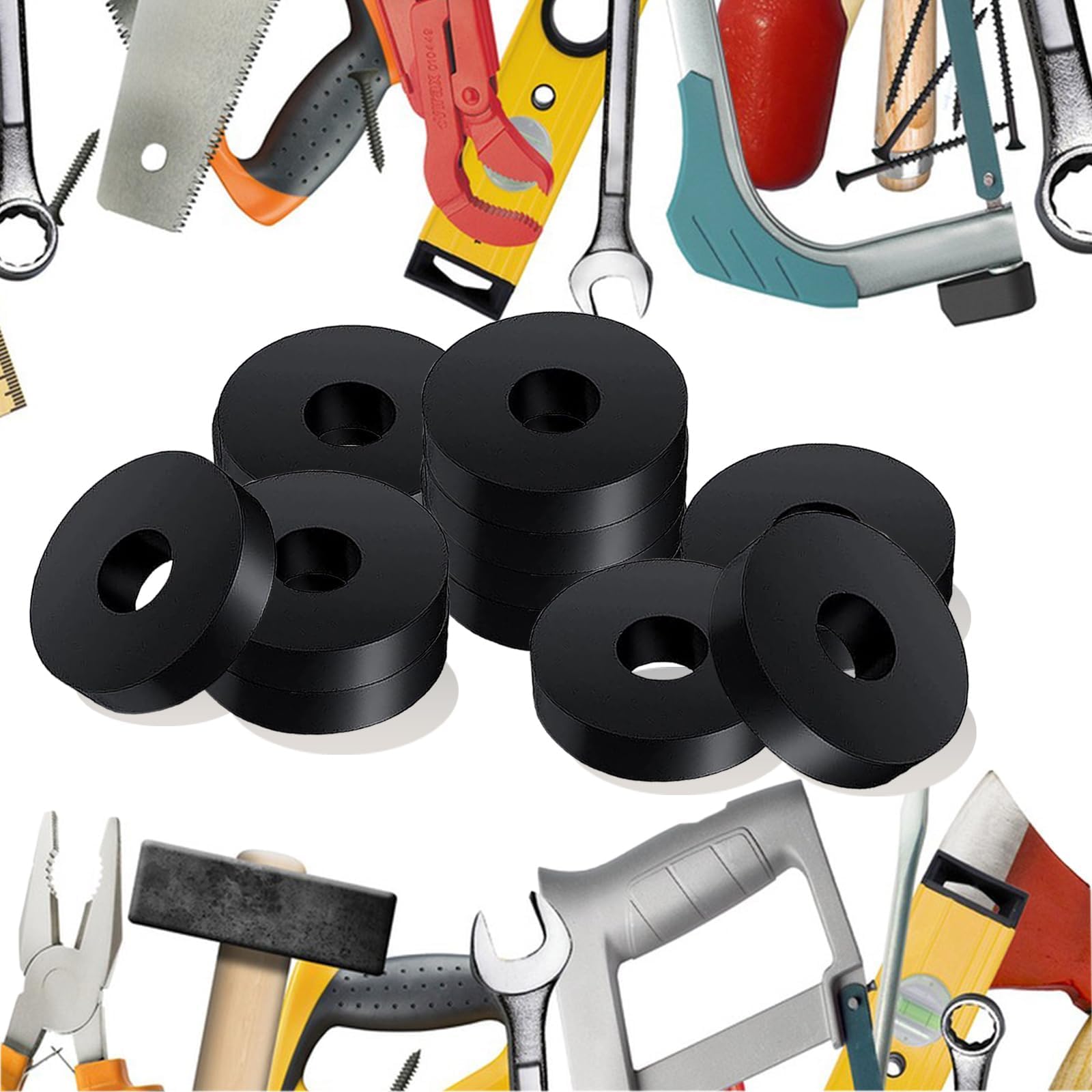 Snapklik.com : 12 PCS Black Thick Rubber Washers 1 1/2 Inch OD 1/2 Inch ...