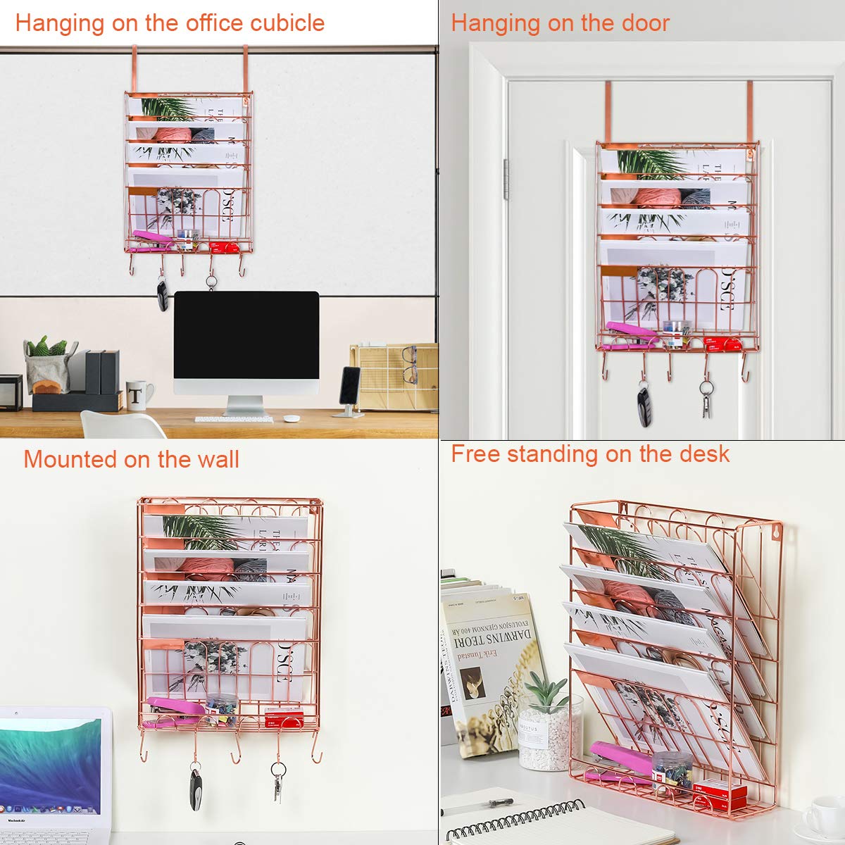 Superbpag Hanging File Organizer, 6 Tier Wall Mount Document Letter ...