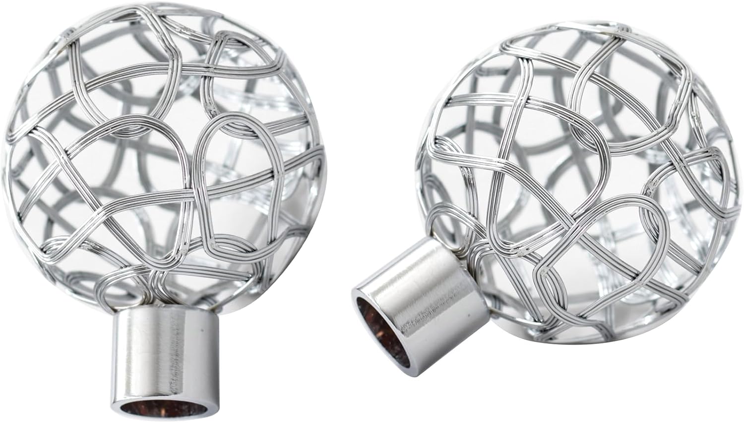 Vokowin Curtain Finials, 2Pcs Silver Drapery Rail Pole Head Cap ...
