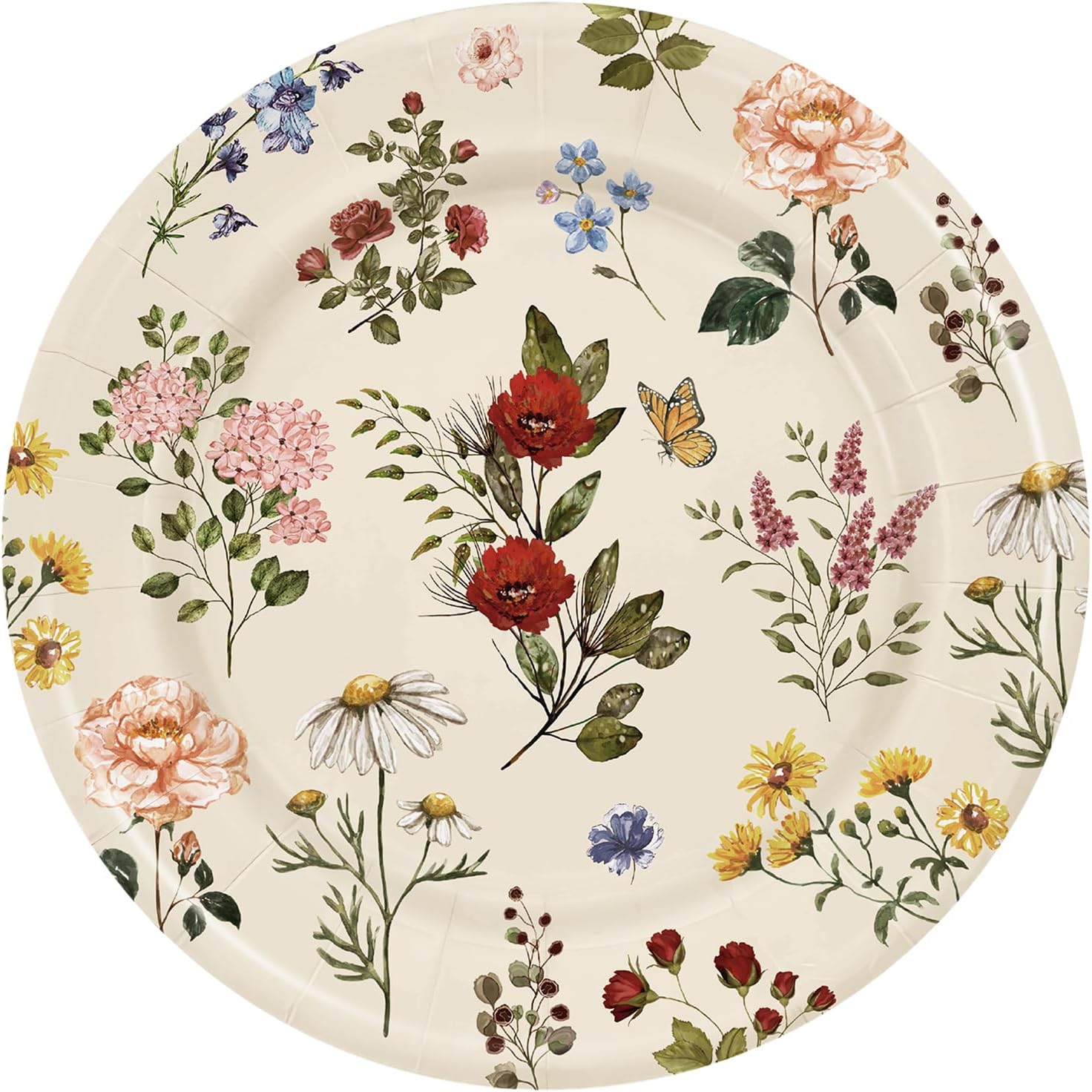 Amazon.com: AnyDesign 60Pcs Vintage Wildfloral Paper Plates Colorful ...