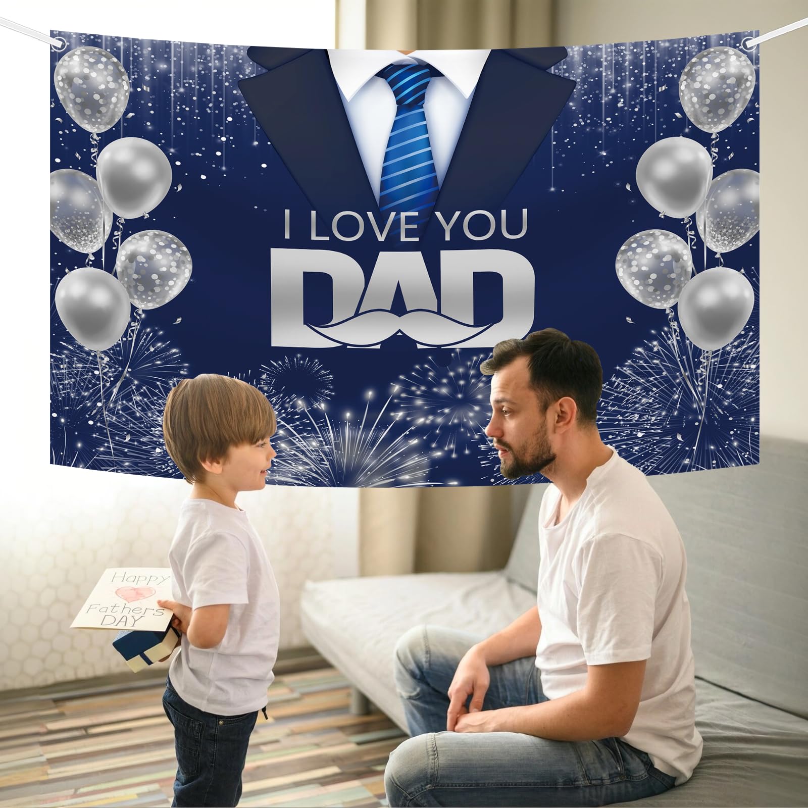 Fathers Dad Decorations 7X5FT Elegant Silver Glitter Birthday Backdrop ...