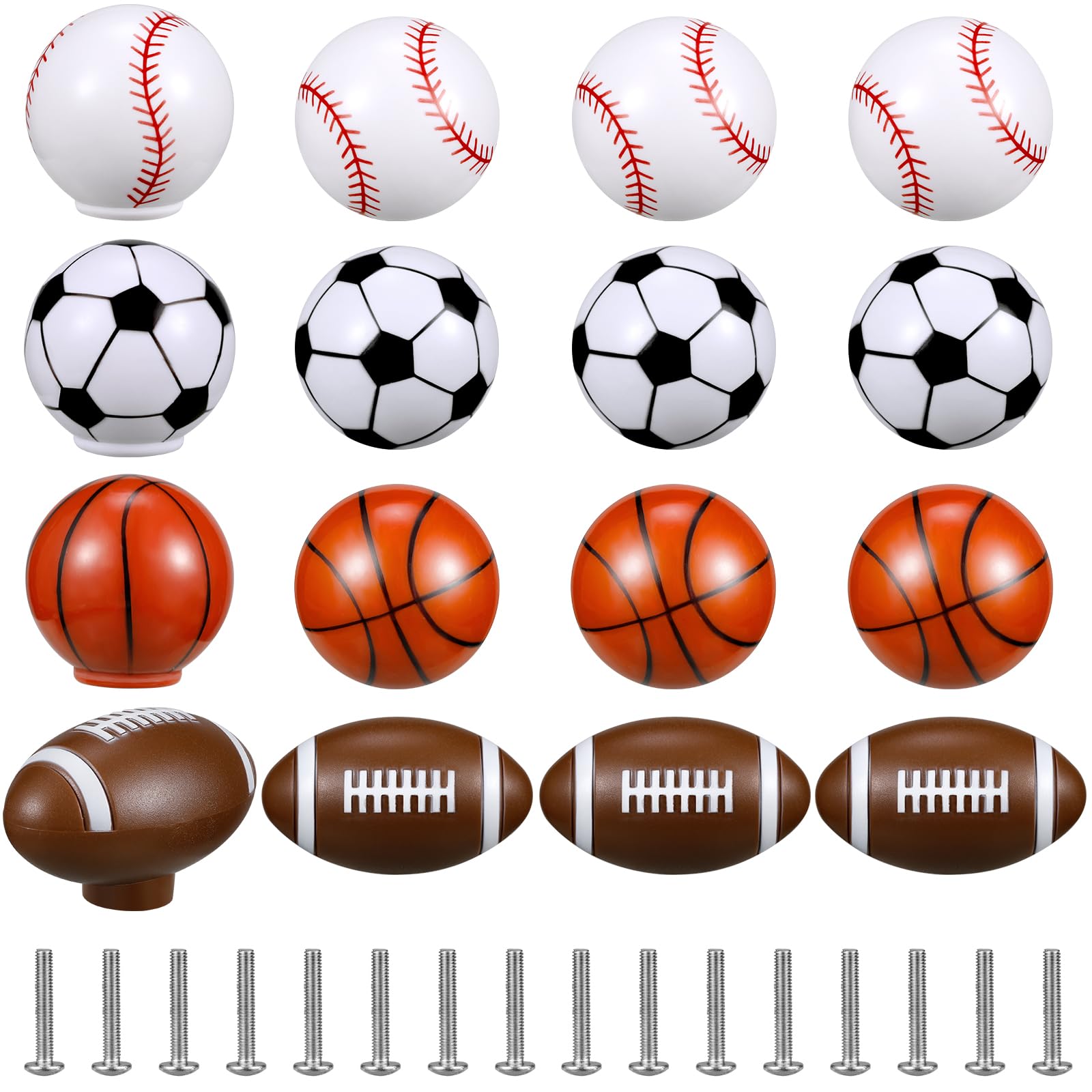 Menkxi 8 Pcs Sports Ball Dresser Knobs for Kids Baseball Basketball ...