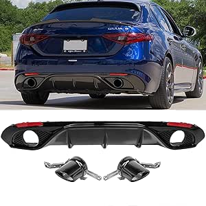 Amazon.com: Rear Diffuser Gloss Black Compatible with 2017-2023 Alfa ...