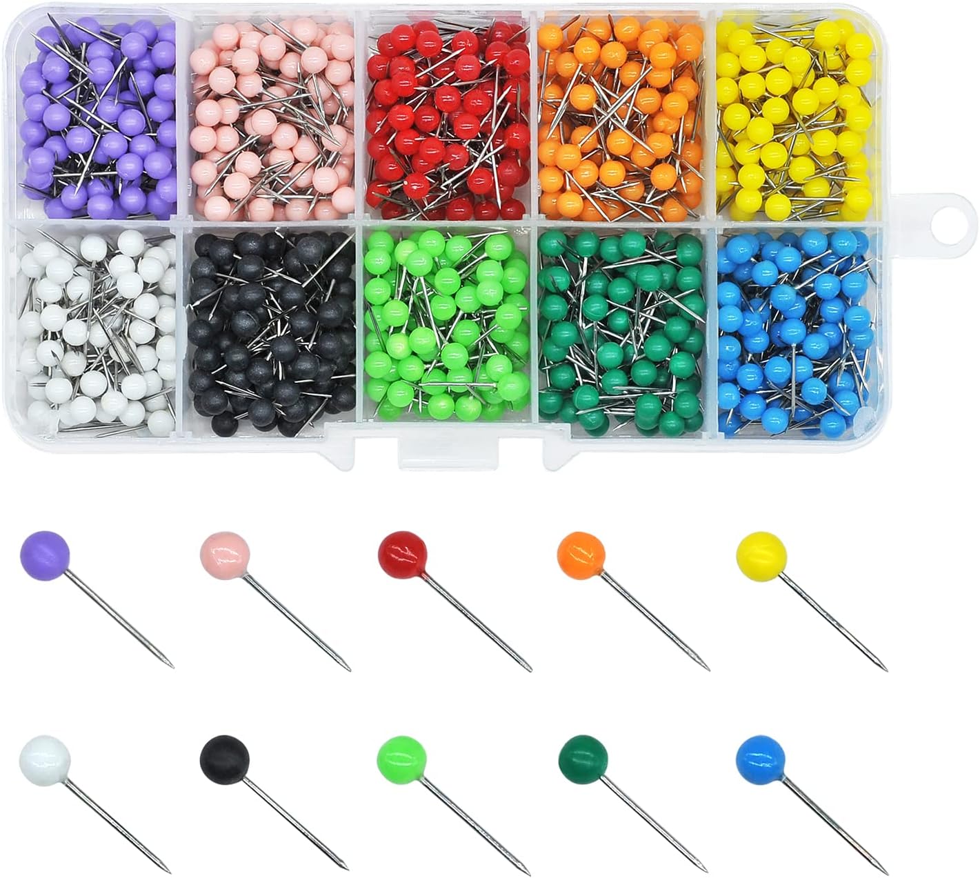 MABAHON 1000PCS Map Push Pins With Coloured Heads, Multi-Colored Thumb ...