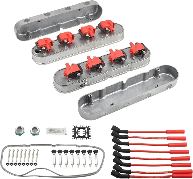 Amazon.com: BATONECO GM LS Aluminum Valve Covers with 2PC Finned ...