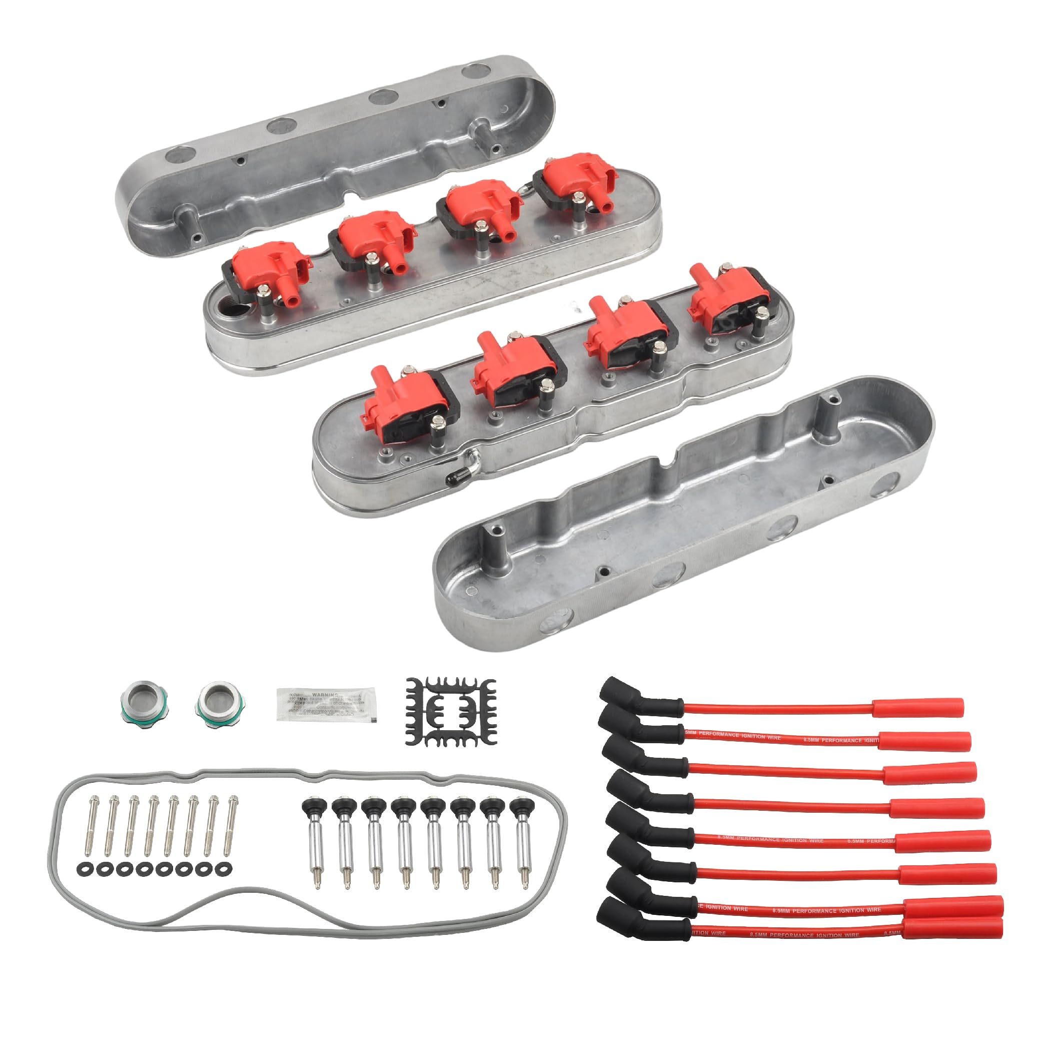 Amazon.com: BATONECO GM LS Aluminum Valve Covers with 2PC Finned ...