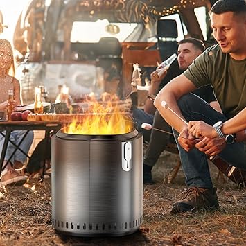 Amazon.com : HOMPUS 17in Stainless Steel Portable Fire Pit for Outside ...