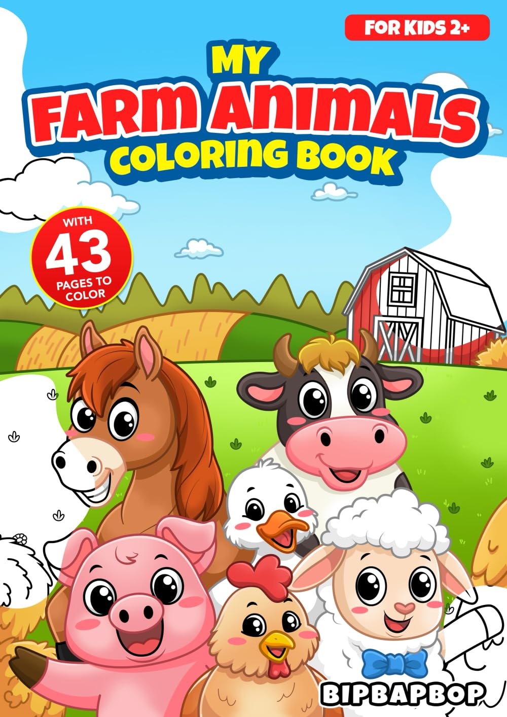 My Farm Animals Coloring Book: 43 Hand-Illustrated Farm Animal Coloring ...