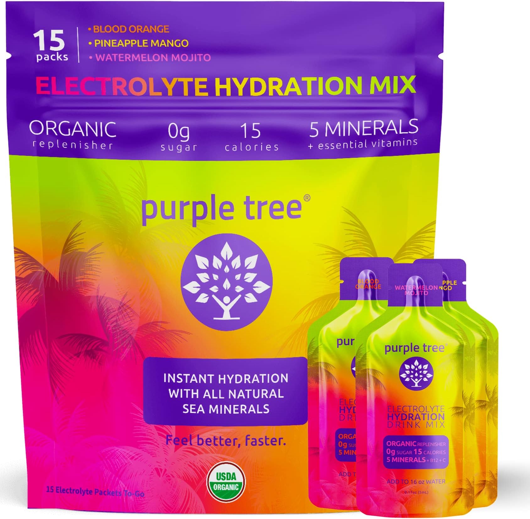 Amazon.com: purple tree Organic Electrolyte Hydration Packets, Zero ...