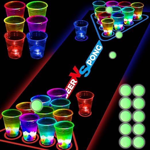 Amazon.com: YHFUISK Glow in The Dark Beer Pong Table Mat, Drinking Game ...