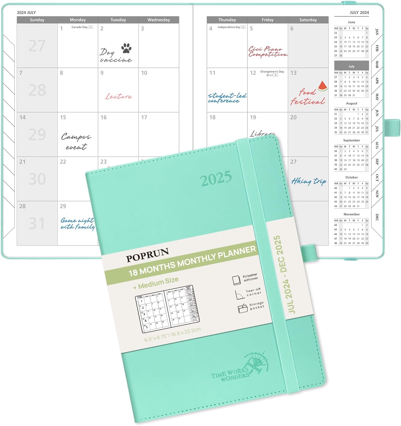 Amazon.com : POPRUN Monthly Planner 2024-2025 (8.5" x 6.5"), 18-Month ...