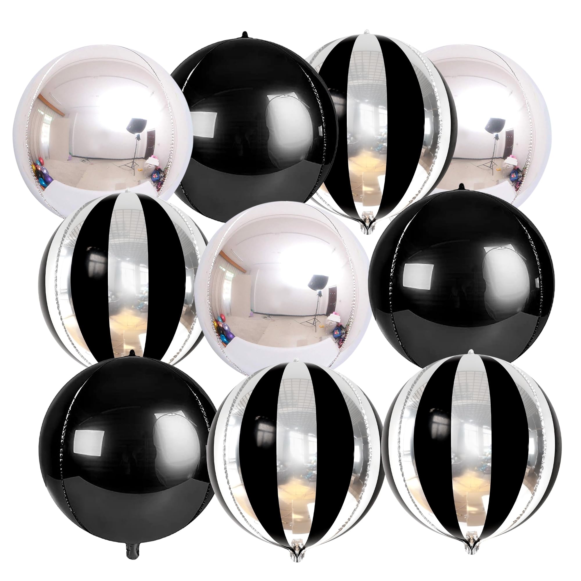 Amazon.com: KatchOn, Big, 22 Inch Black and Silver Stripe Balloons ...
