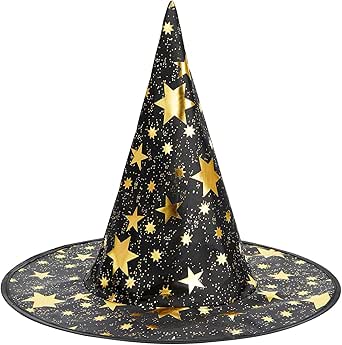 Amazon.com: Century Star Kids Witch Hat Star Printing Wizard Hat for ...