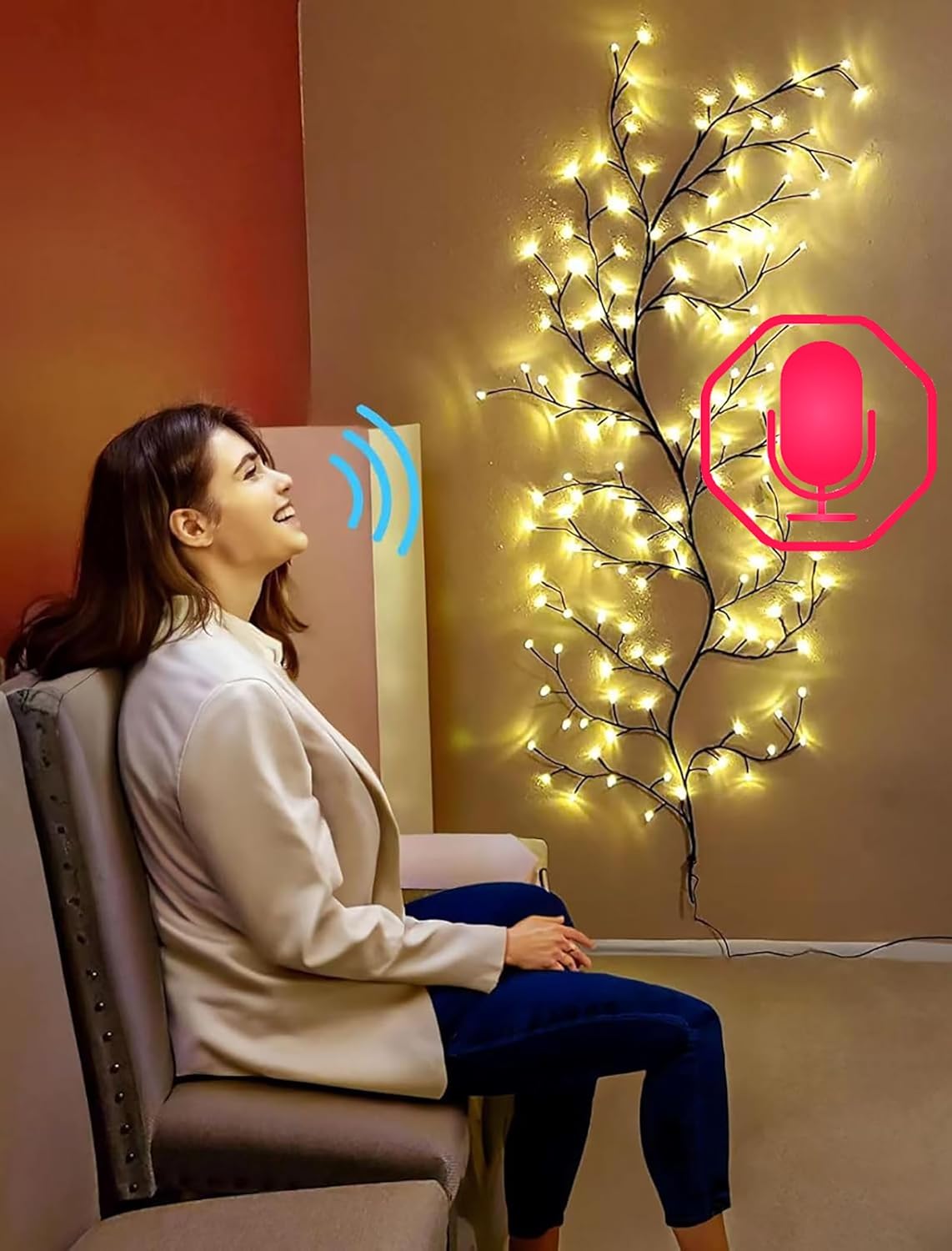 Amazon.com : Voice Control Lighted Willow Vine, 8 Flash Model Twinkling ...