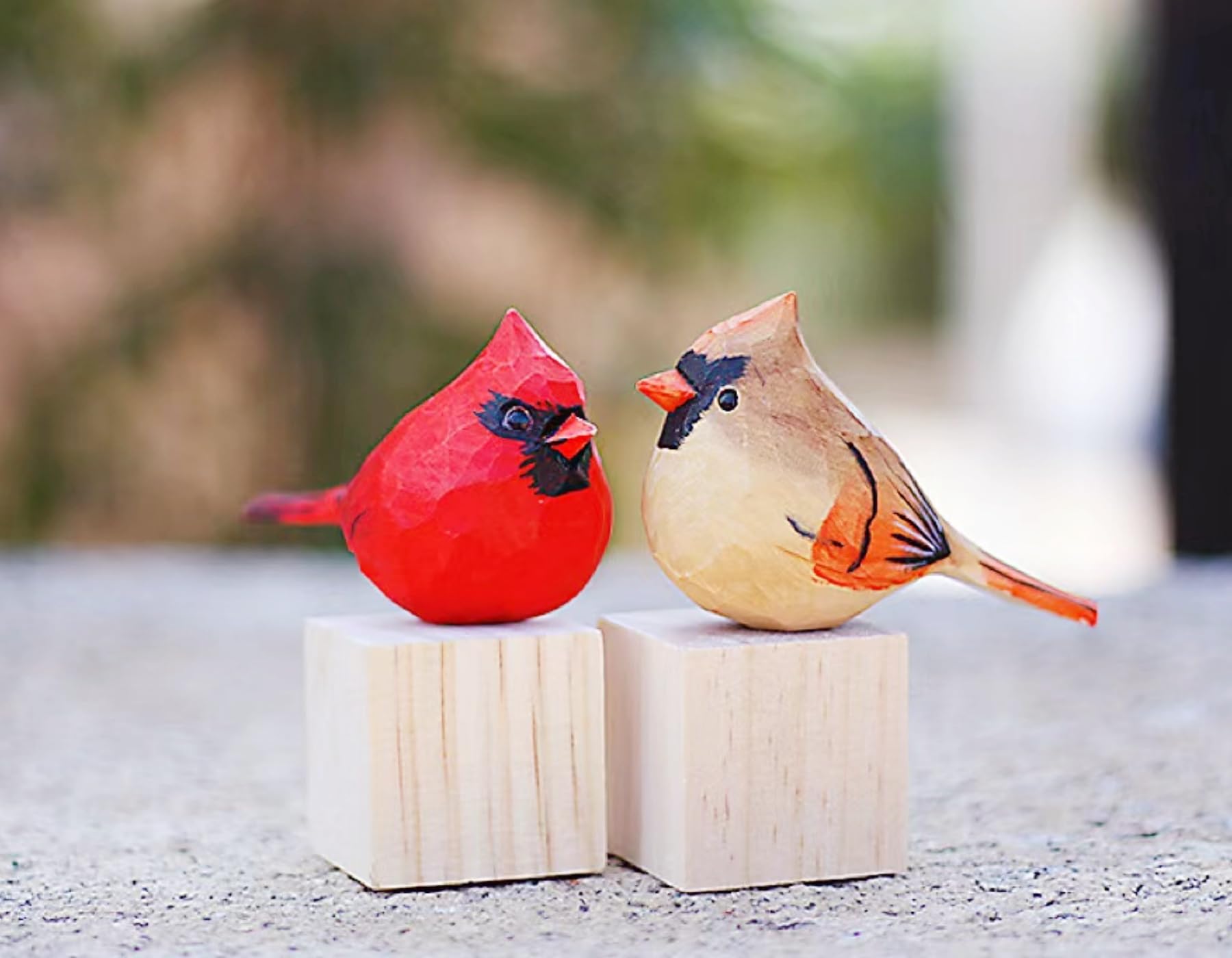 Amazon.com: Small Carved Wooden Northern Cardinal Figurines, Handmade ...