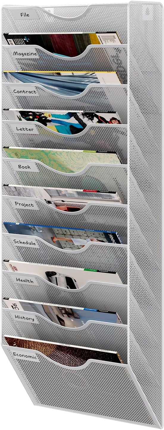 Amazon.com : Senhoglb 10 Tier Mesh Hanging Wall File Holder, Metal Wall ...