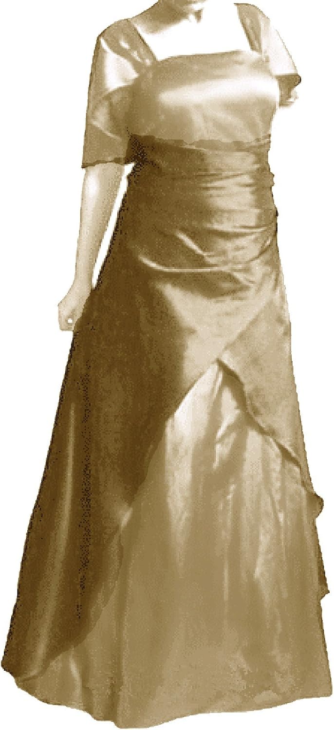 JuJu & Christine Satin Abendkleid Hochzeitskleid mit Volantärmeln ...