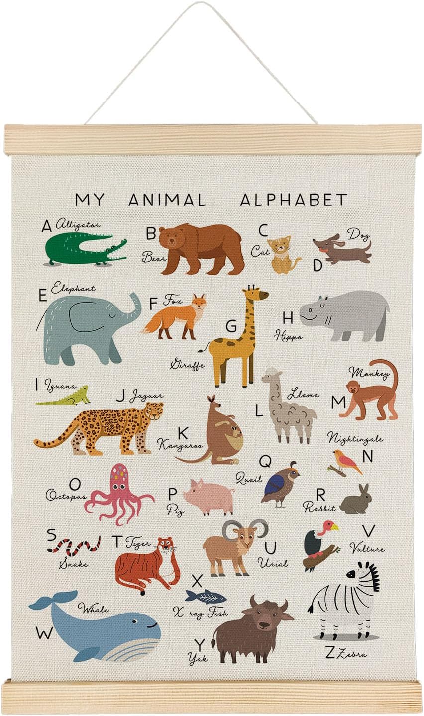 Amazon.com: Qvapt Animal Alphabet Poster - Animal Alphabet Playroom ...
