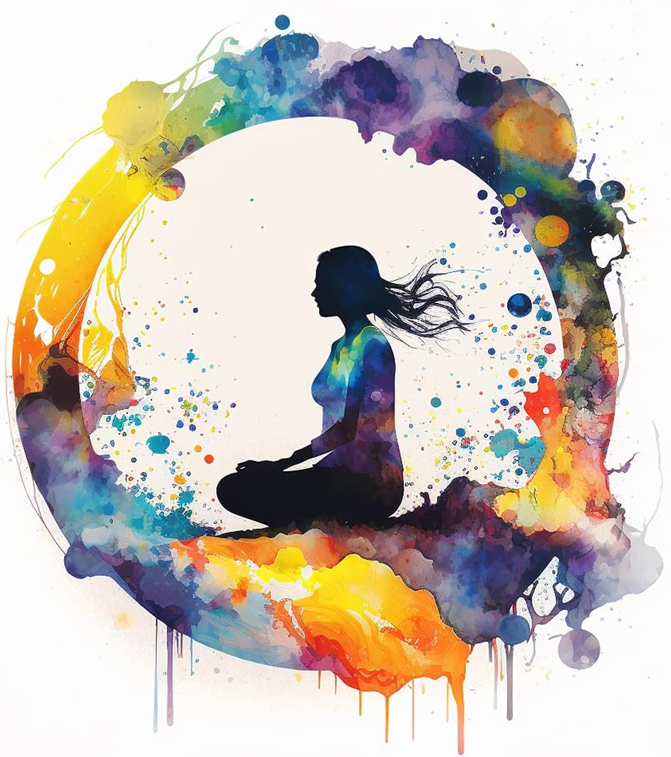 Amazon.com: Watercolour Silhouettes - Girl Meditating - Art Print ...