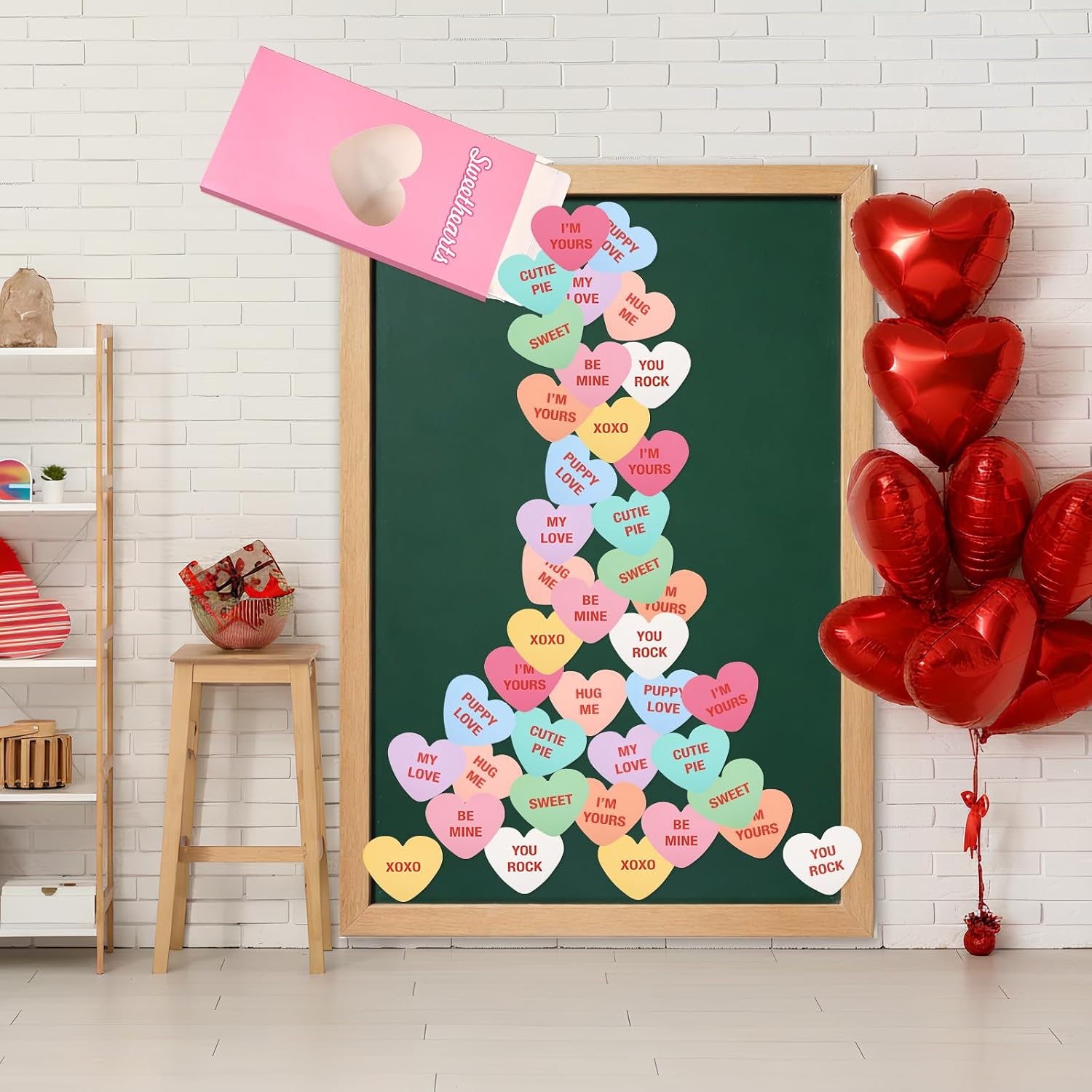Amazon.com: Gueevin 51 Pcs Valentine's Day Conversation Heart Bulletin ...