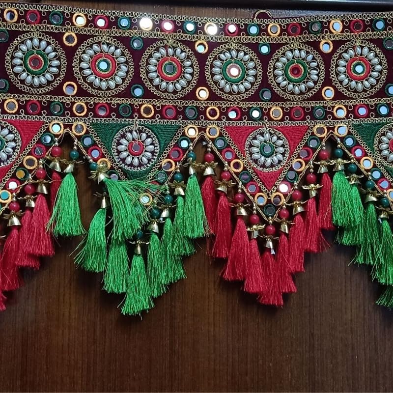 Kairvi Handmade Tradional Moti Toran, Mirror Work Toran for Main Door ...