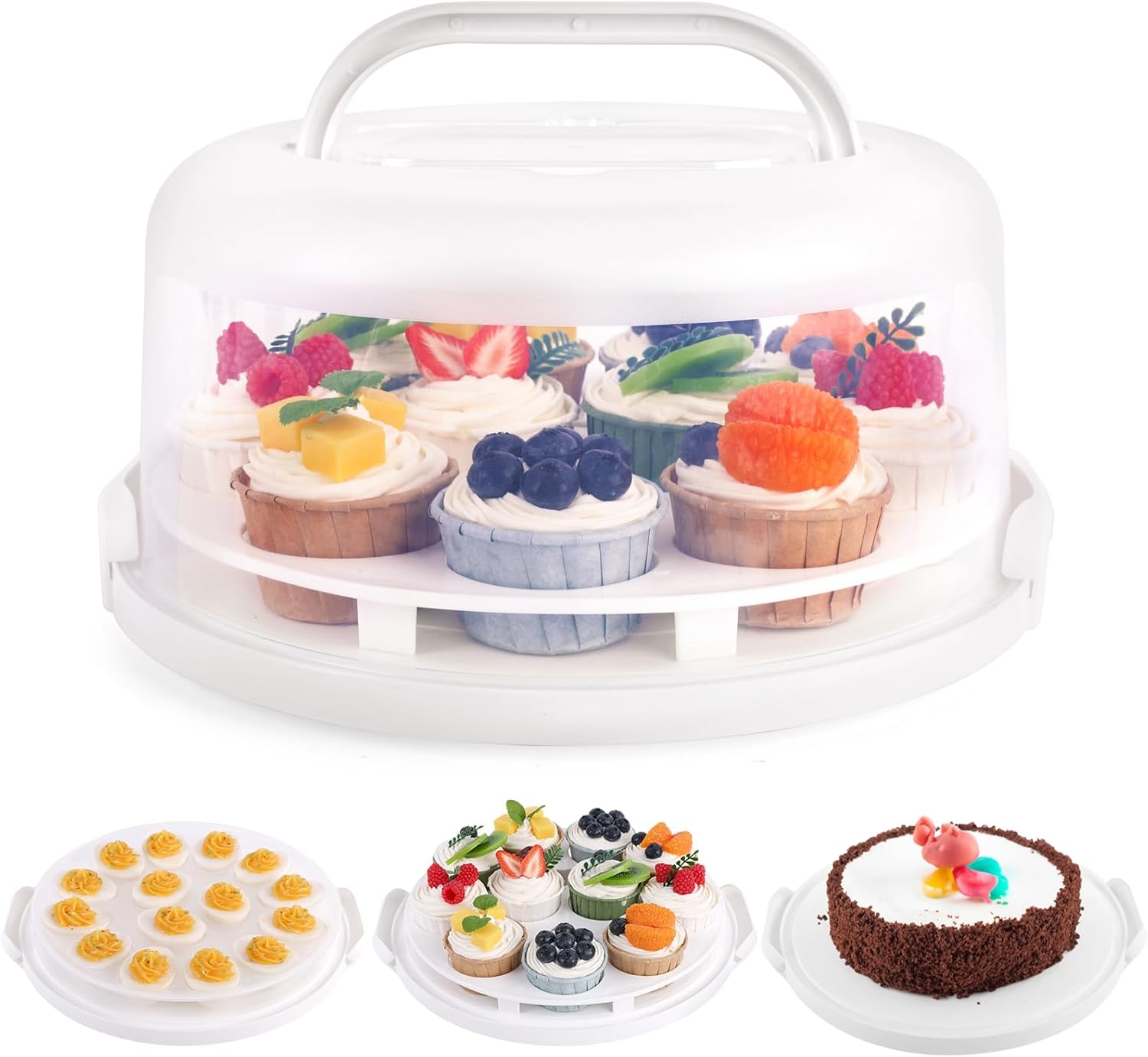 Amazon.com: VGOODALL Round Cake Carrier, 3-in-1 Multipurpose Cake ...