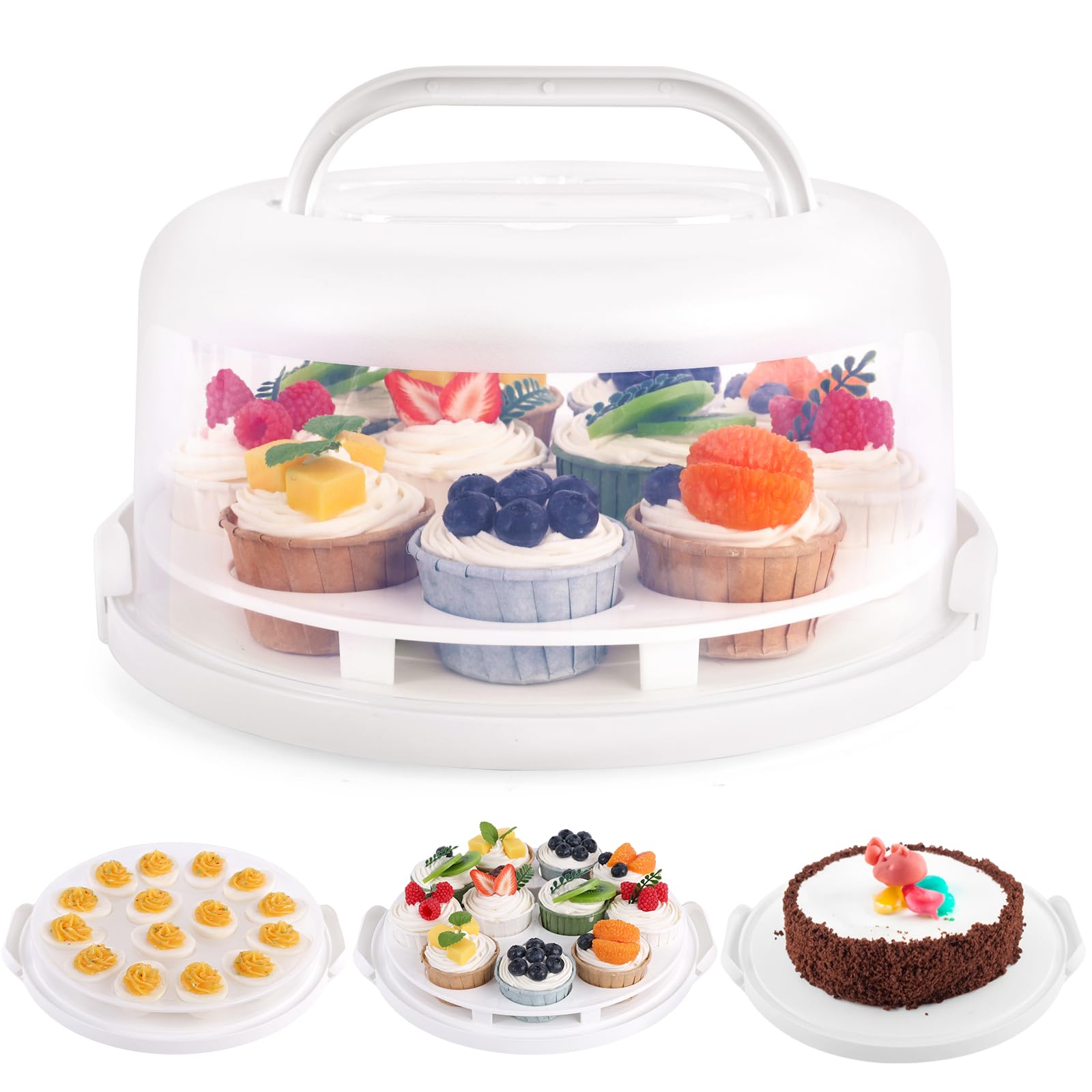 Snapklik.com : VGOODALL Round Cake Carrier, 3-in-1 Multipurpose Cake ...
