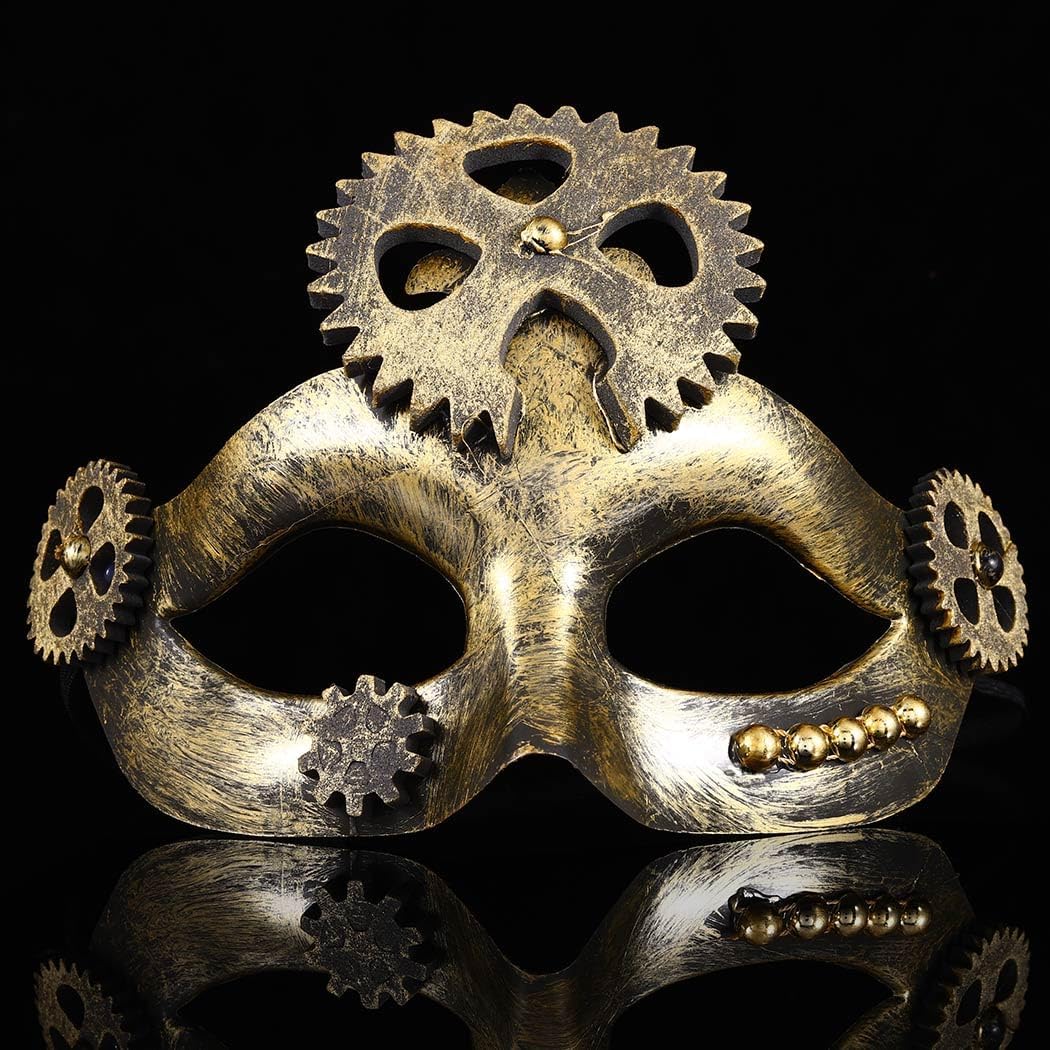 Amazon.com: BODIY Steampunk Masquerade Mask for Women Men Gold Vintage ...