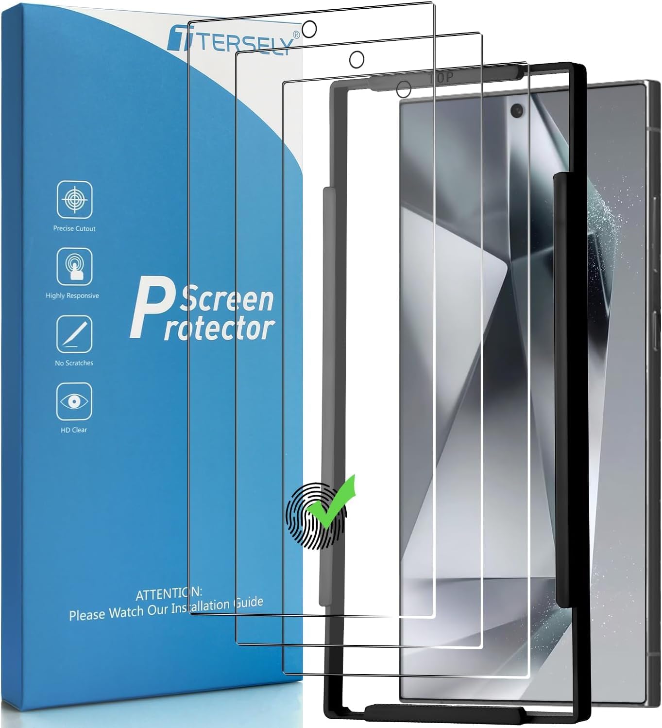 T Tersely - Paquete de 3 protectores de visualización de vidrio ...