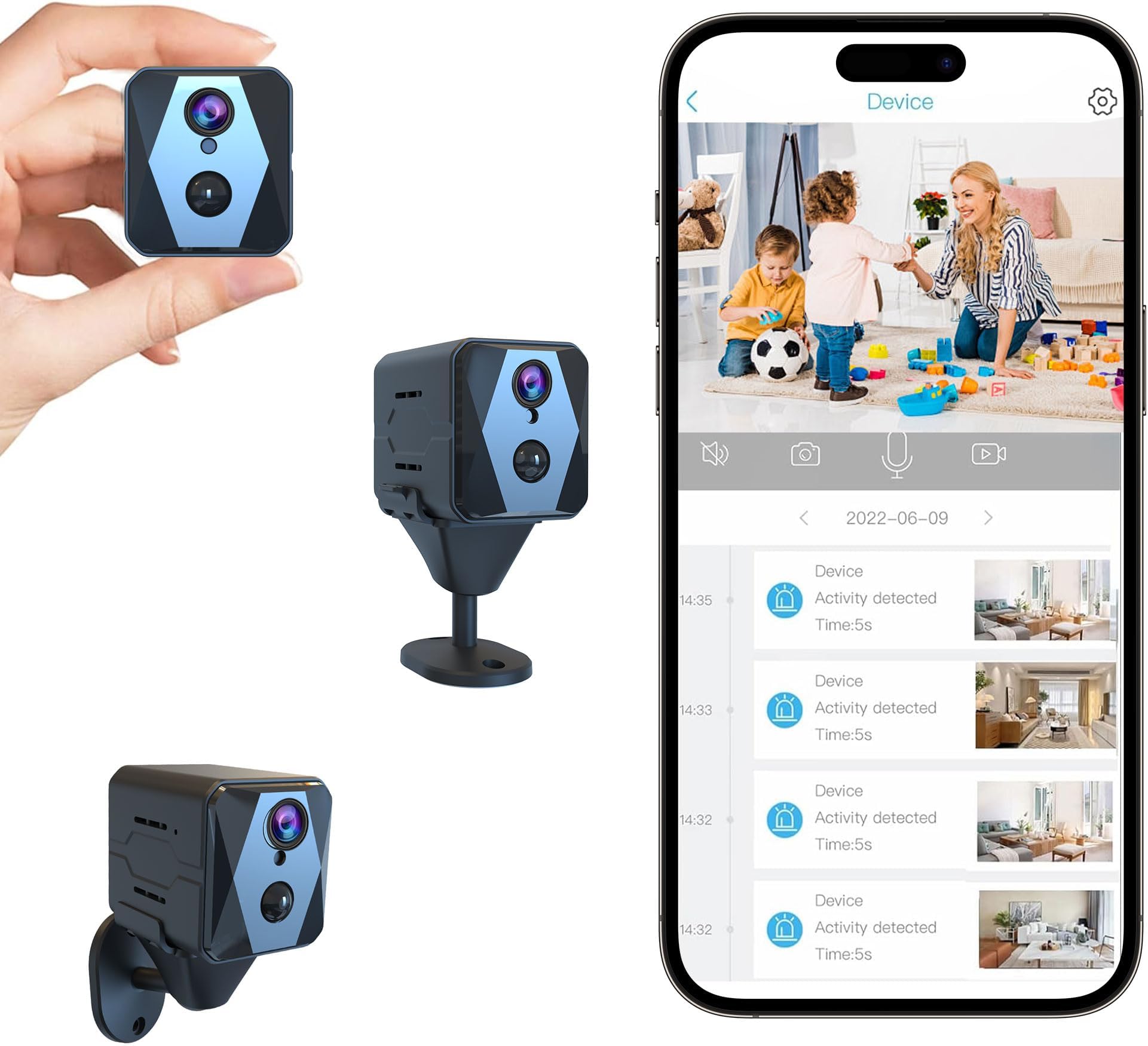 Amazon.com : Katatol Magnetic Mini Security Camera, Pro Security Camera ...