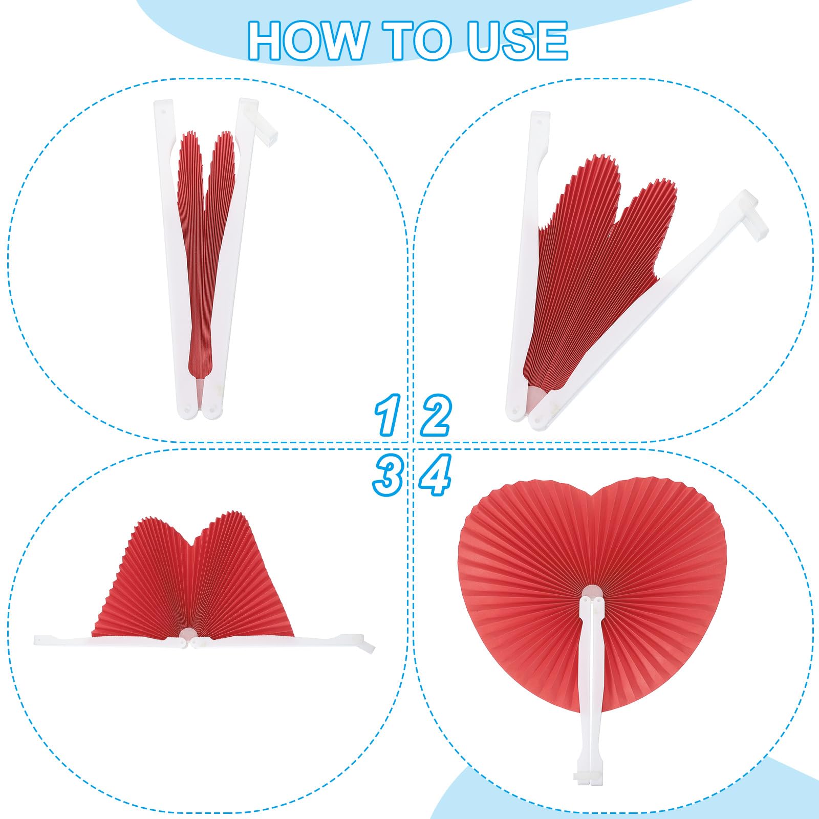 Event Decoration Supplies 20 Pack Red Heart Paper Hand Fans - Bulk ...