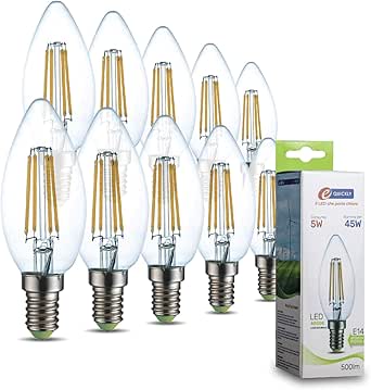 E-QUICKLY Lampadine LED E14 luce naturale - attacco piccolo E14, 5W (Equivalenti a 45W), 500 ...