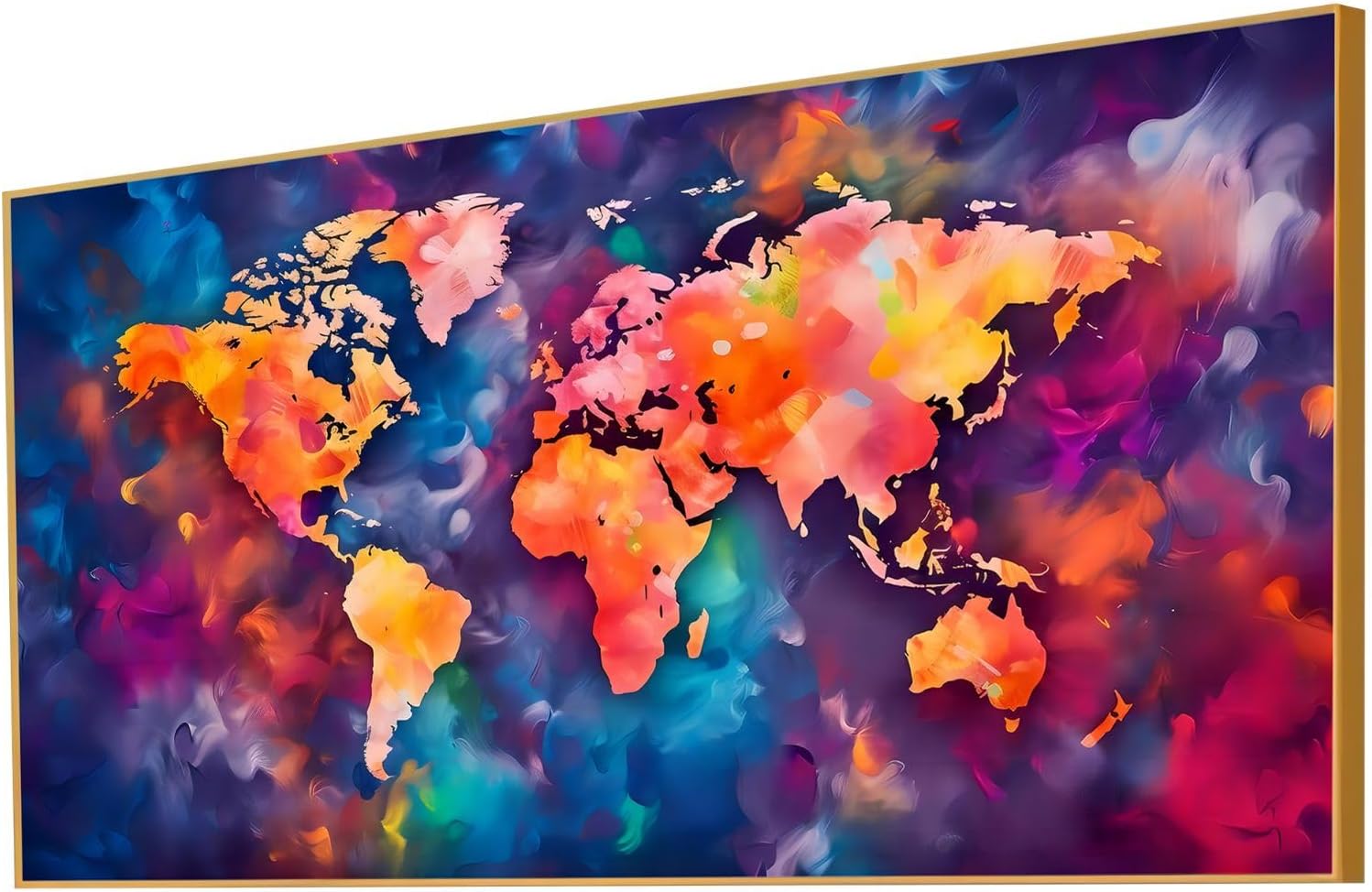 Amazon.com: Arte de pared colorido mapa del mundo, mapa del mundo ...