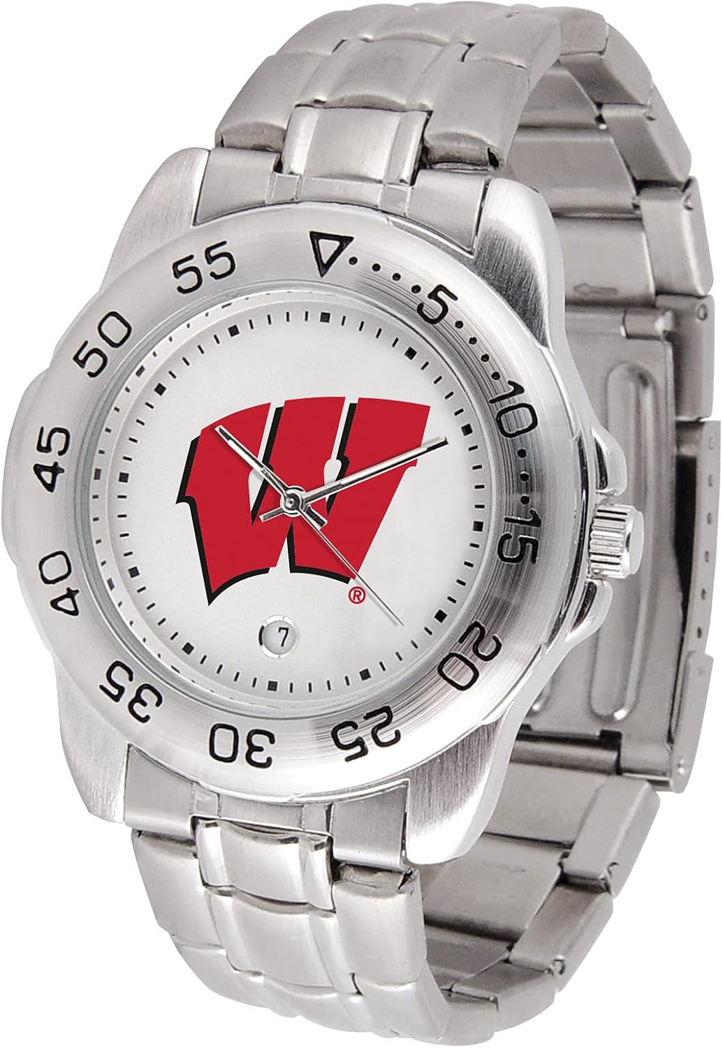 Amazon.com: SunTime Wisconsin Badgers Men's Sport Watch, 20mm Stainless ...